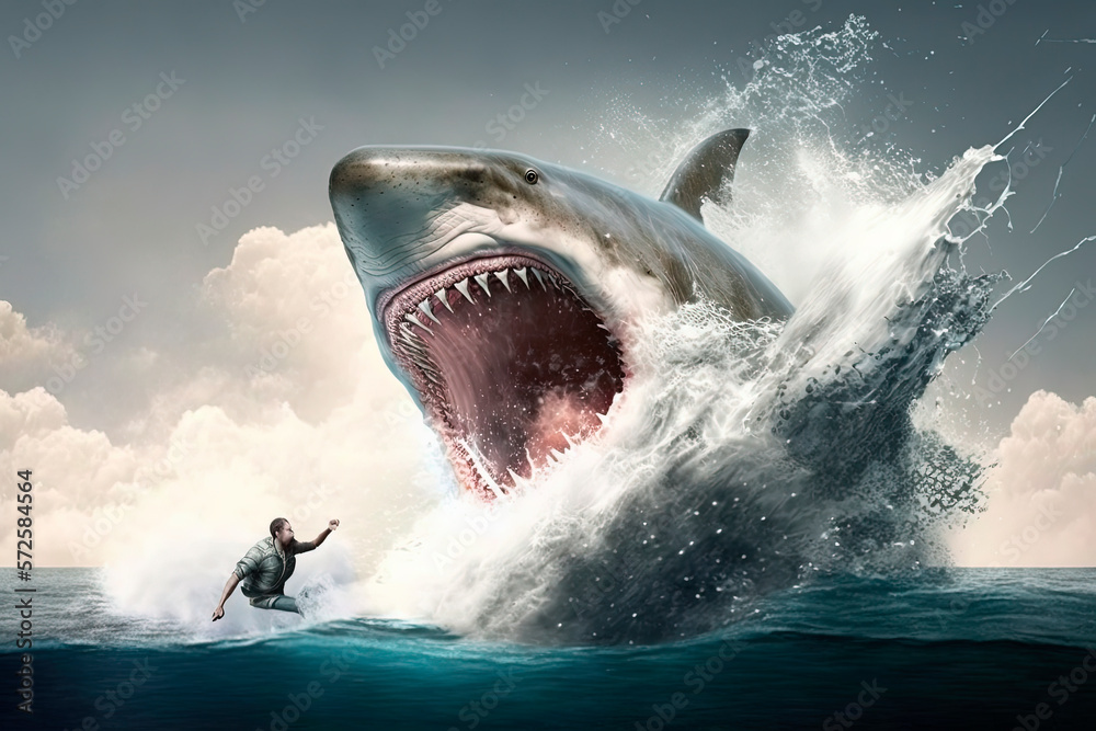 Fatal shark attack. Generative AI Stock Illustration | Adobe Stock