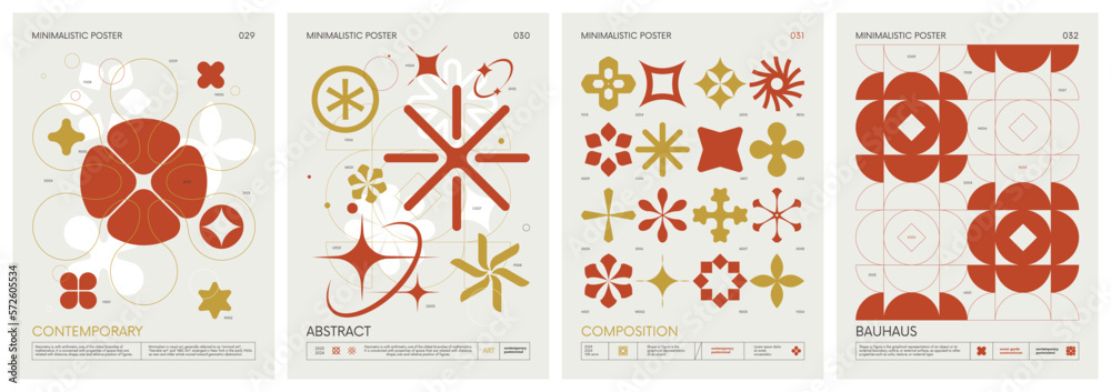 Brutalist style vector minimalistic Posters with silhouette basic ...