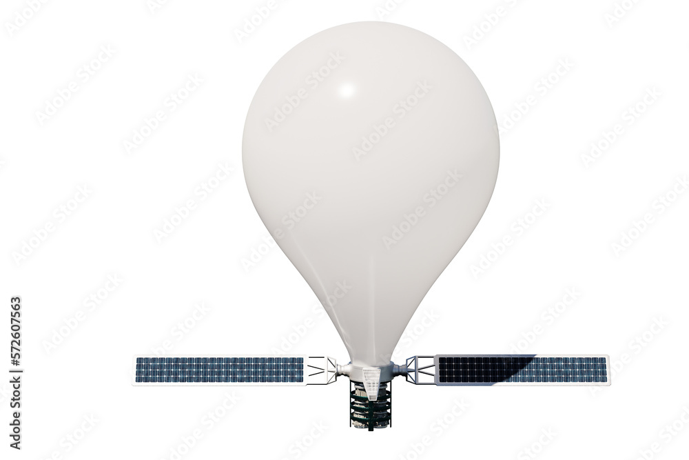 Weather balloon with electronic equipment and solar panels. Transparent ...