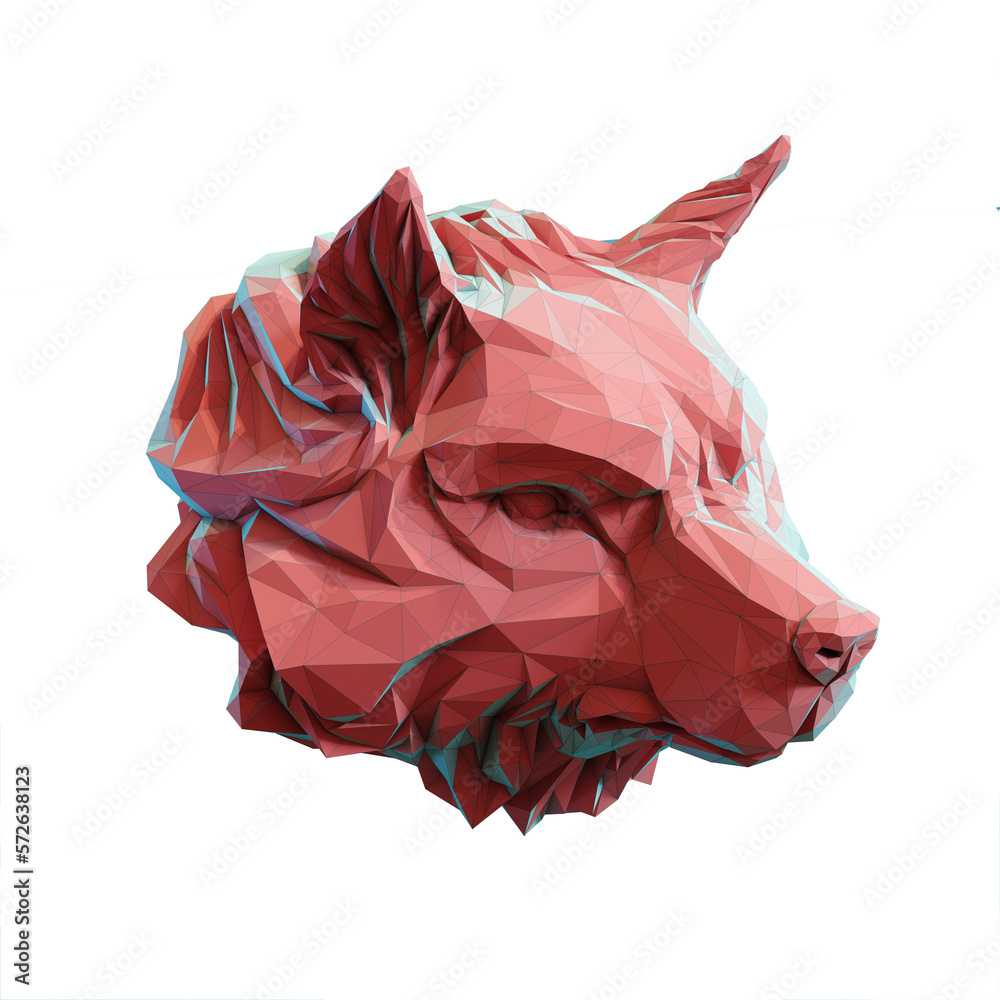 Wolf Head Low Poly 3d Papercraft polygonal Red isolated png ...