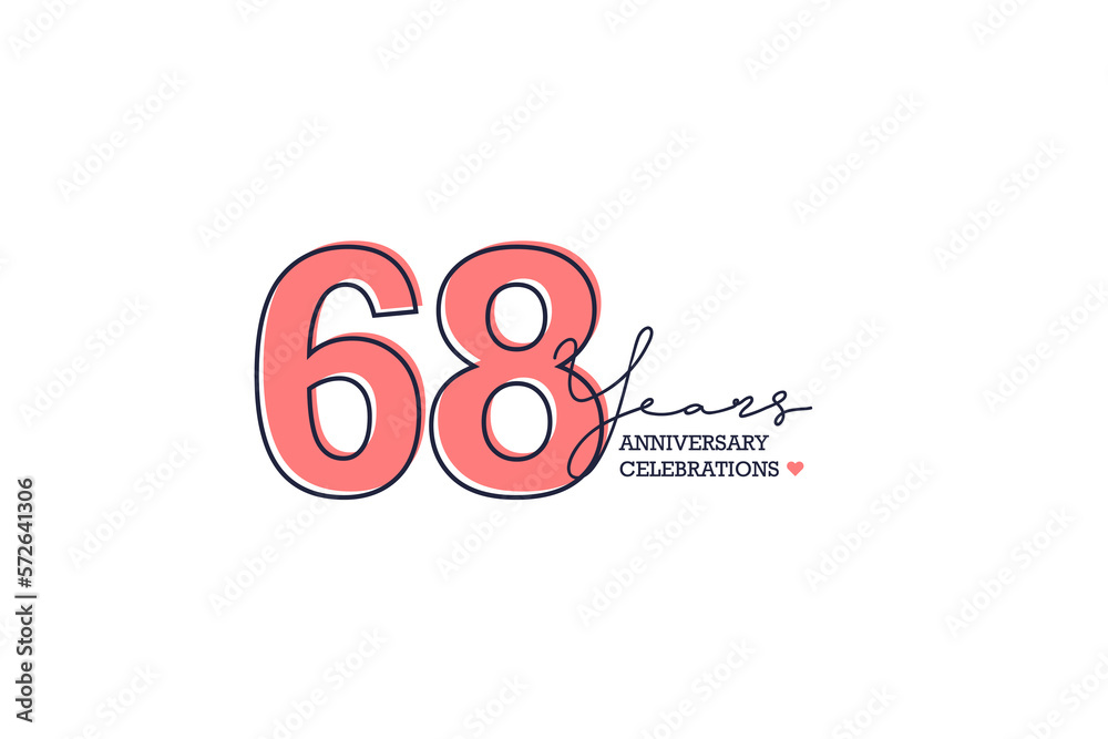 68 years anniversary. Anniversary template design concept with peach ...
