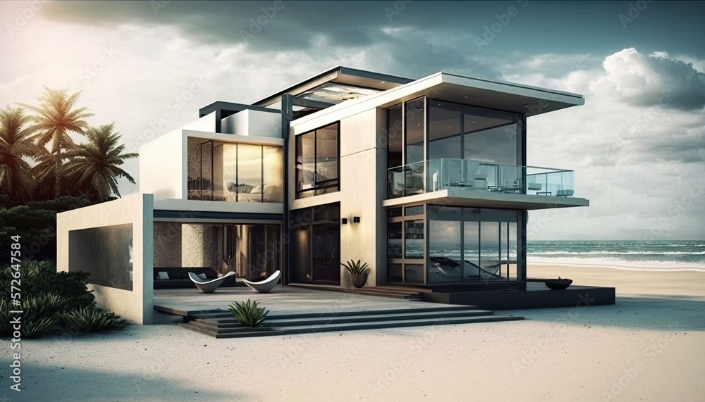 Small luxury modern beach house. Beach house. Modern architecture ...