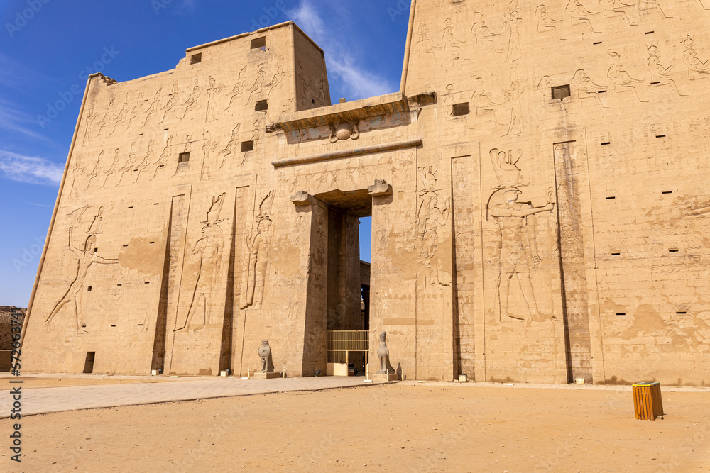 Edfu Horus Temple Walls Decorated with Reliefs of Ancient Egyptian Gods ...