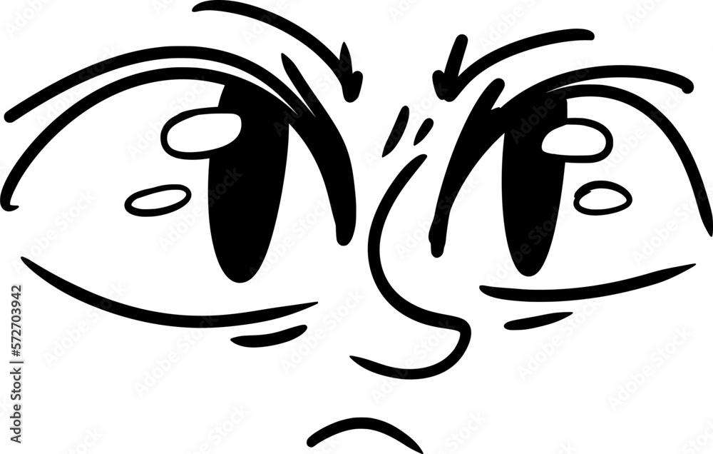 Vector drawing of human eyes with noses and eyebrows.Emotional ...