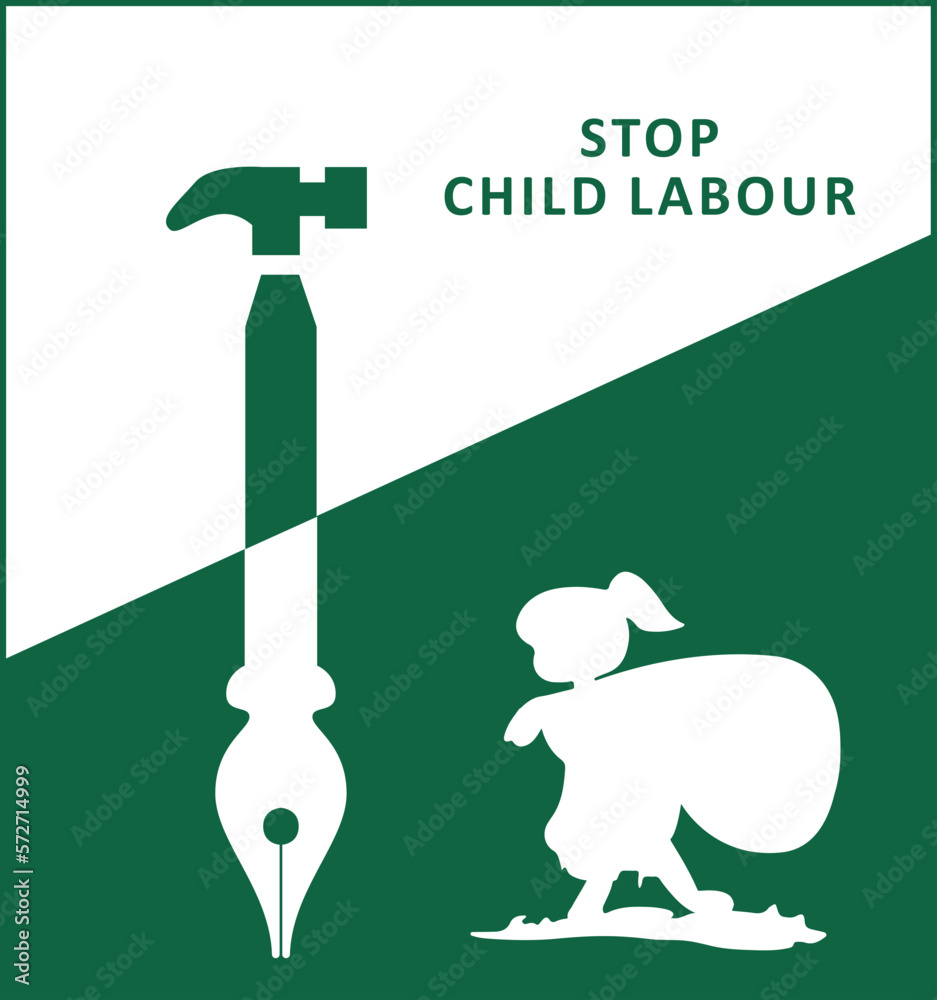 Stop child labour Banner Design Stock Vector | Adobe Stock