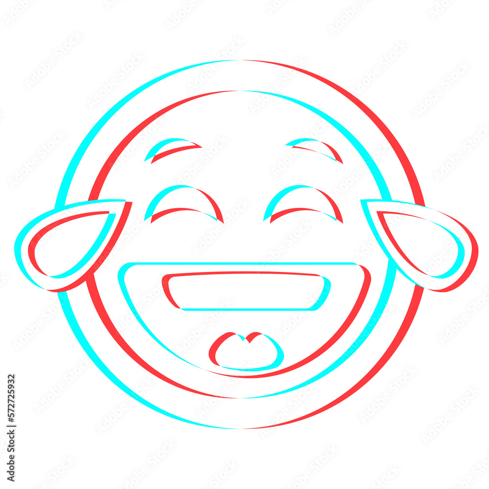 Cartoon smile emoticon symbol, icon in 3d effect with blue and red ...