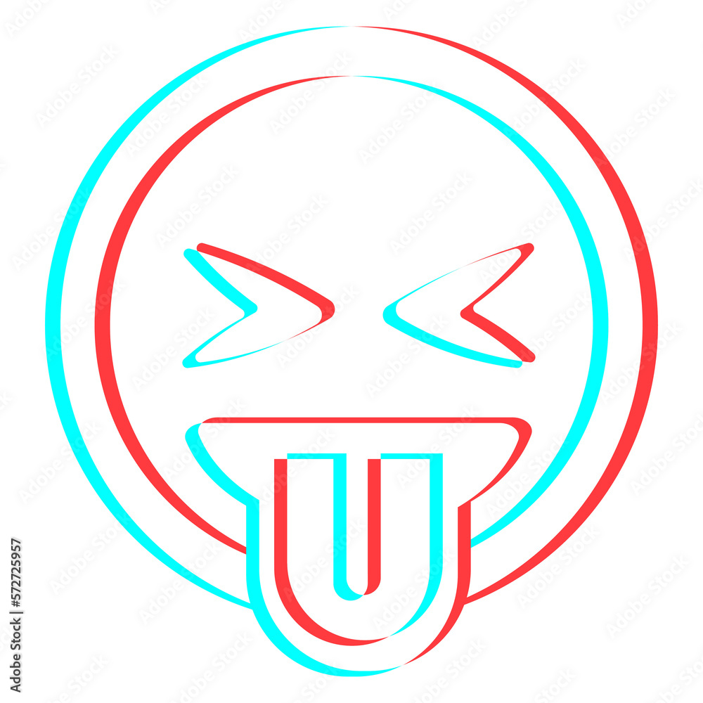 Cartoon smile emoticon symbol, icon in 3d effect with blue and red ...
