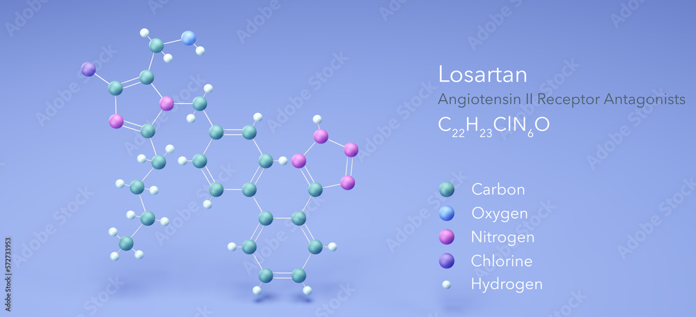 losartan molecule, molecular structures, Angiotensin II Receptor ...