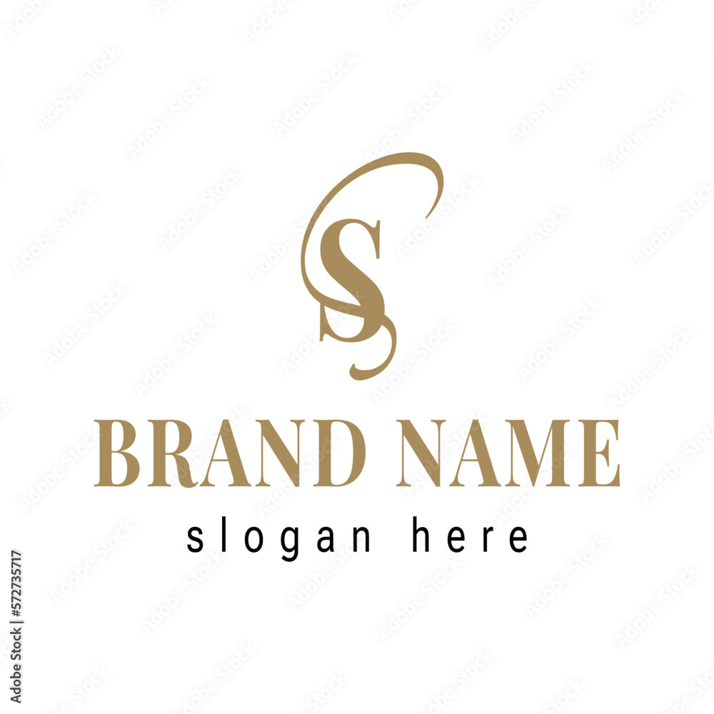 gold color monogram logo icon with SS letters premium for cosmetics ...