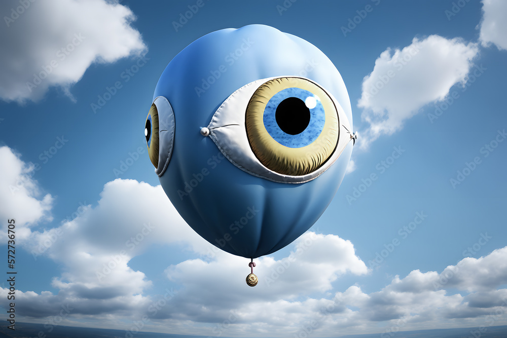 Spy eye balloon of UFO Aliens, data surveillance and monitor ...