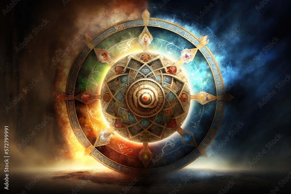 Ilustración de Stock Wheel of samsara rebirth special effect, concept ...