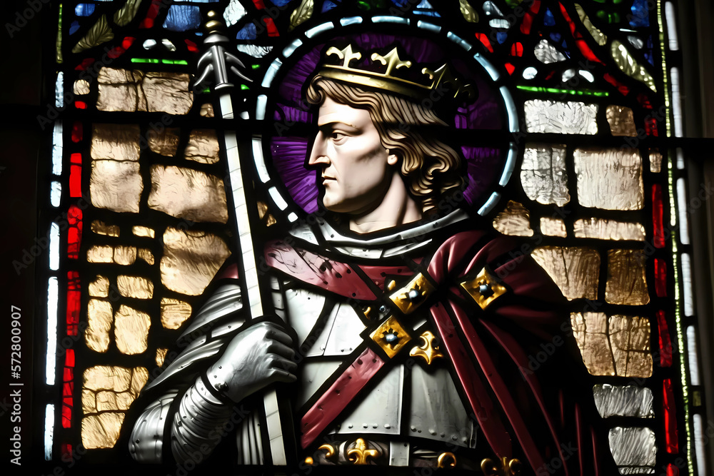 Ilustracja bez tantiem: Stained Glass Window king Arthur | Adobe Stock