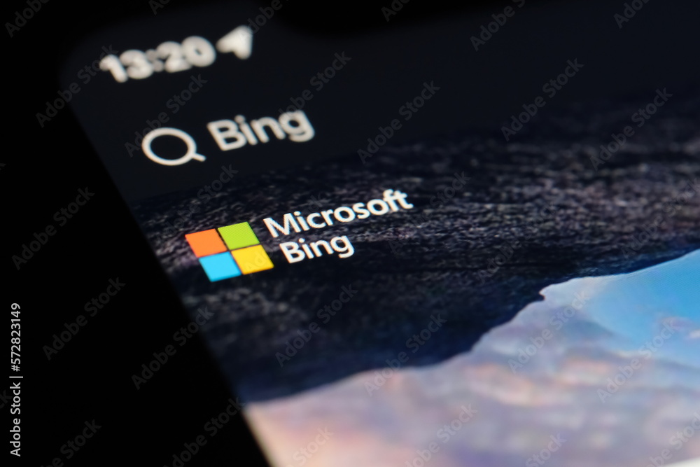 Shanghai,China-Feb. 17th 2023:close up Microsoft Bing web search engine ...