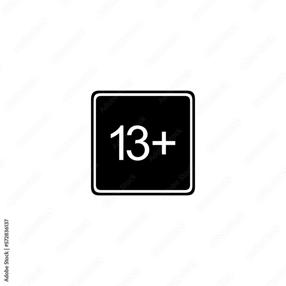 Vector de Stock Sign of Adult Only Icon Symbol for Thirteen Plus or 13 ...