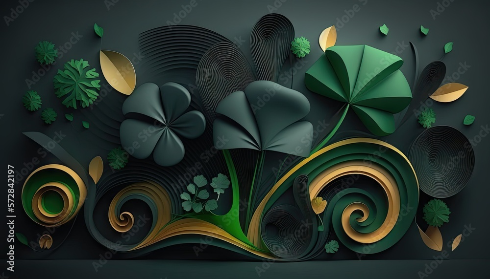 Saint Patrick's Day Geometric Shapes with 3D shapes and designs. and ...