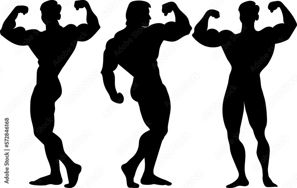 Bodybuilder. Fitness club. Warehouse illustration. Black outline with ...