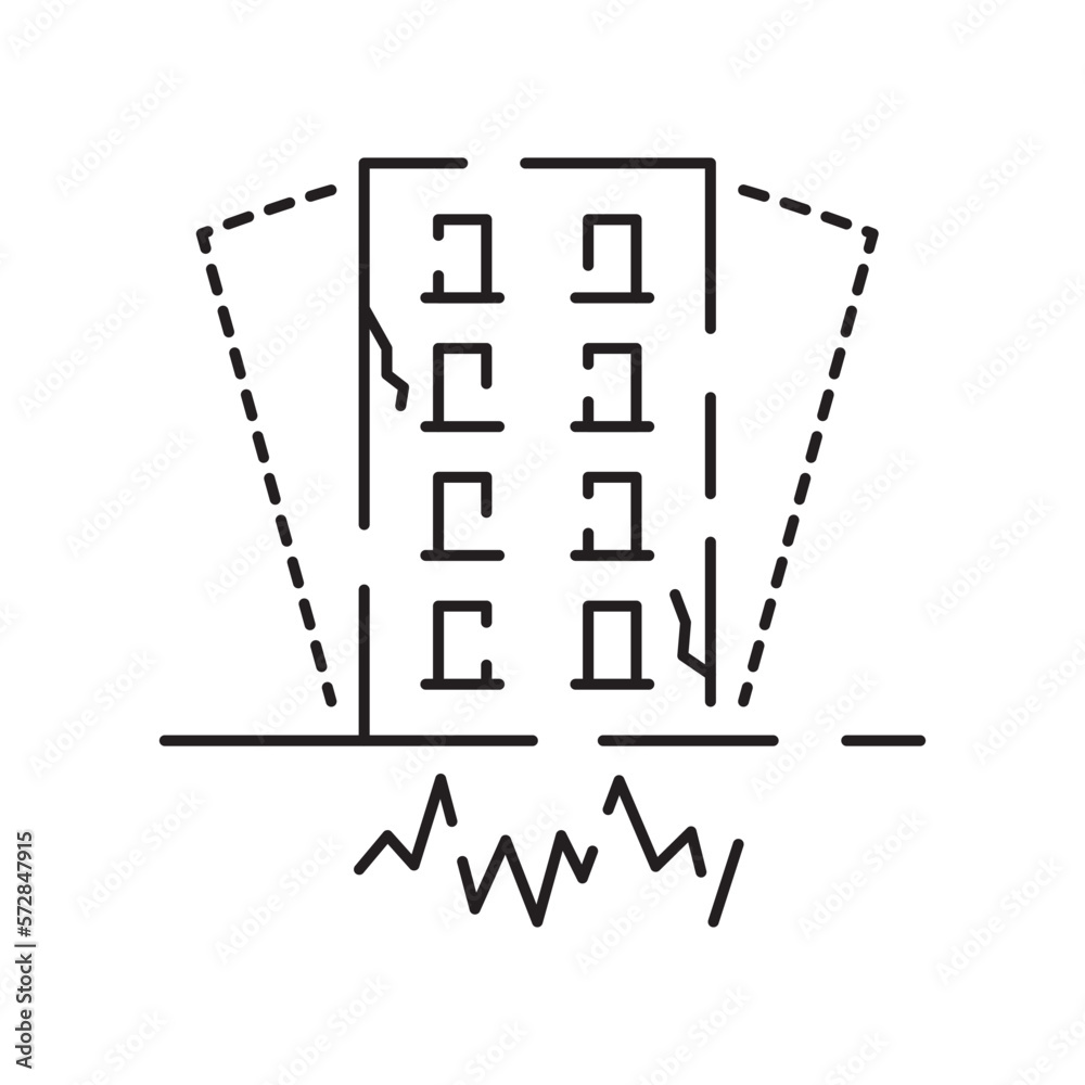 Earthquake line icon. Pray For Turkey. Central fault line. Centerline ...