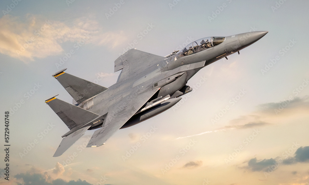 F-15 Eagle. Fighter Jet in Flight. Action photograph of Fast Jet ...