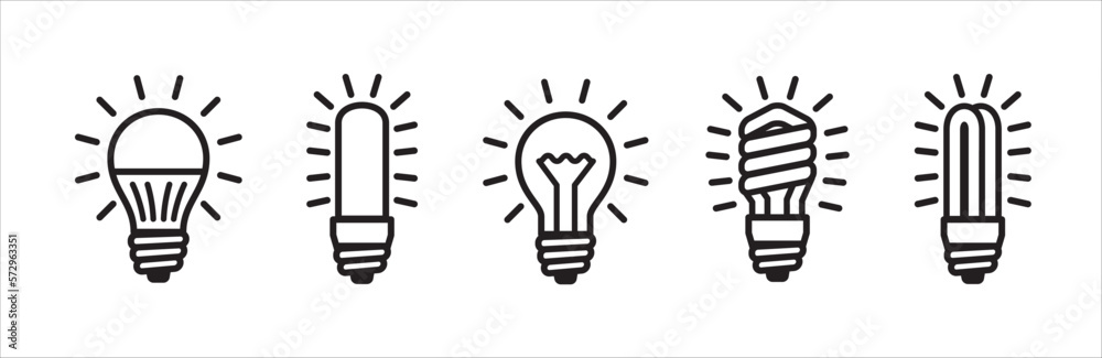 Light bulb icon set. Lamp icons. Idea light bulb symbol collection ...