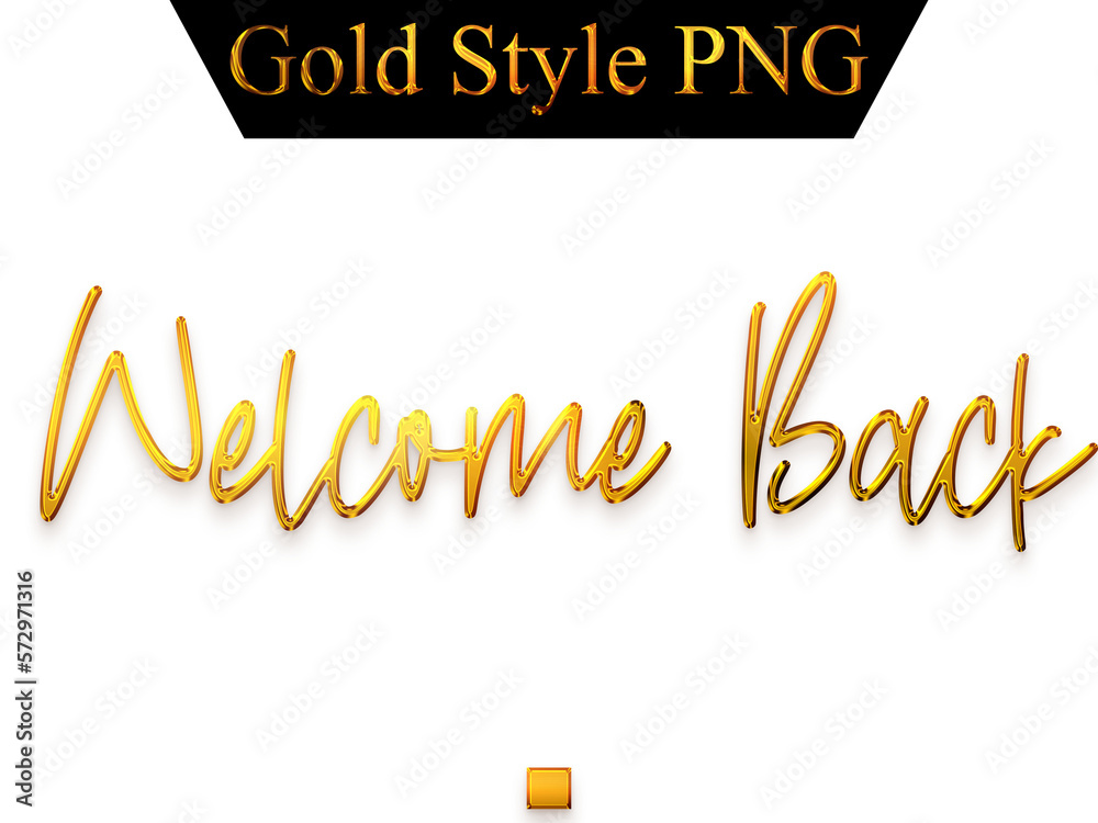 Welcome Back Text in Gold Typography Transparent PNG Cursive Stock ...