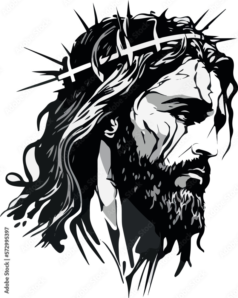 Jesus Christ head silhouette Stock Vector | Adobe Stock