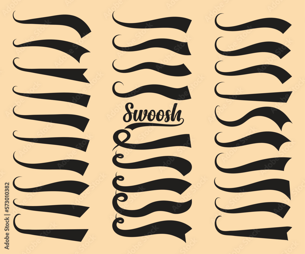 Underlines, swoosh and swash typography tails. Retro underline swooshes ...