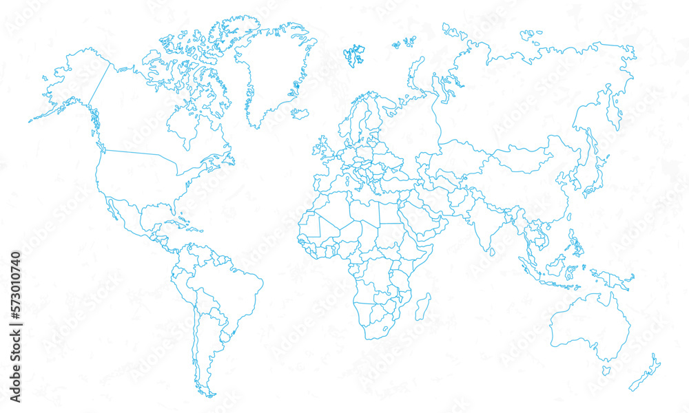World map on white background. World map with countries borders Stock ...