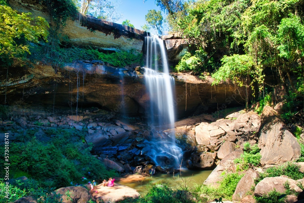 Waterfall close to Vientiane, Laos, Asien, Phou Phanang National Bio ...