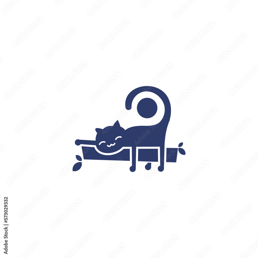 cat,Sleep,logo designs,vector,illustration,icon,silhouette,lineart ...