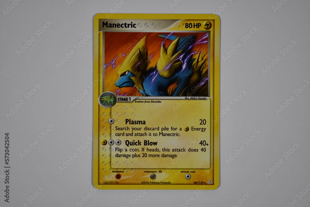 Pokemon trading card, Manectric. Stock Photo | Adobe Stock