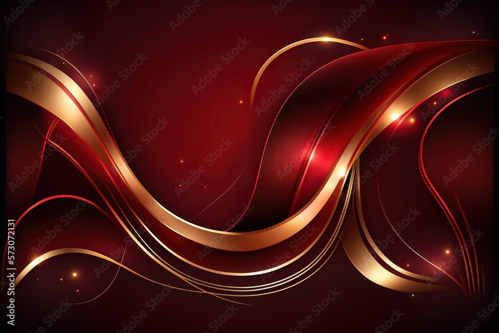 Luxury red color background with golden line elements, concept of Rich ...