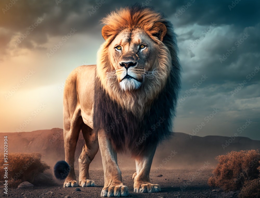 male lion in the wild enjoys nature, Bright sky, blur, Animal Wallpaper ...
