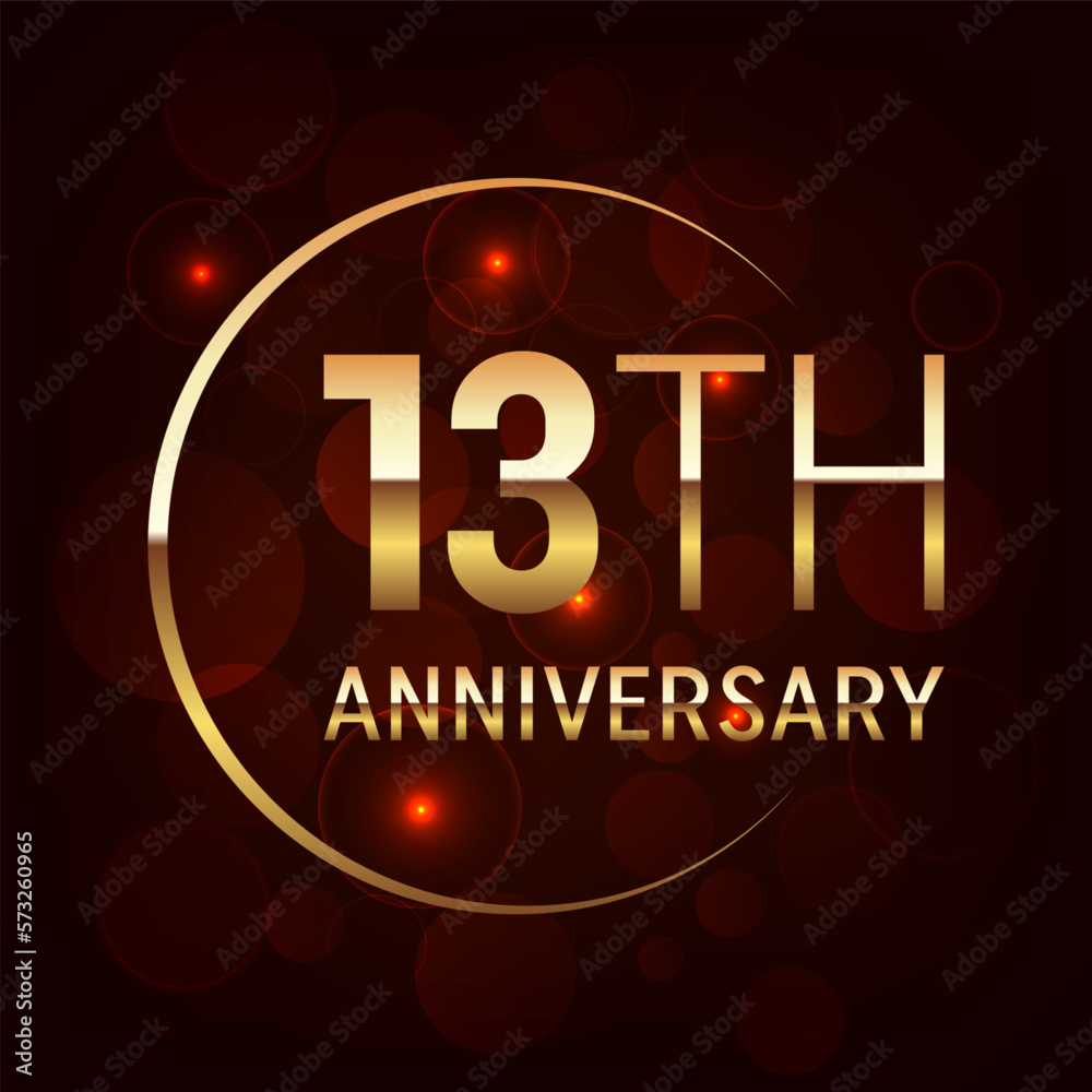 13th Anniversary logo design with golden number and text for ...