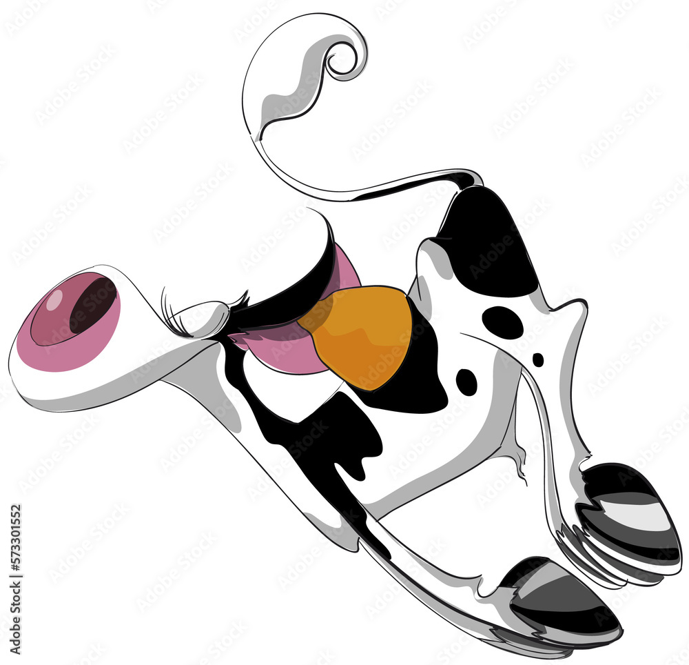 Ternero holstein o frisón feliz, saltando en libertad. Vacas felices ...