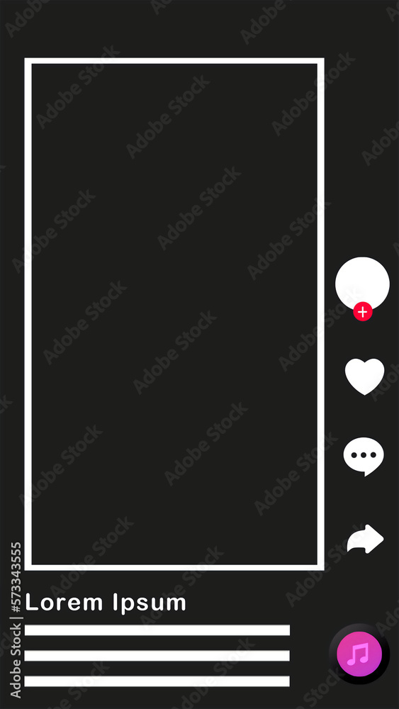 Transparent template for a mockup or stencil for the Tiktok screen in ...