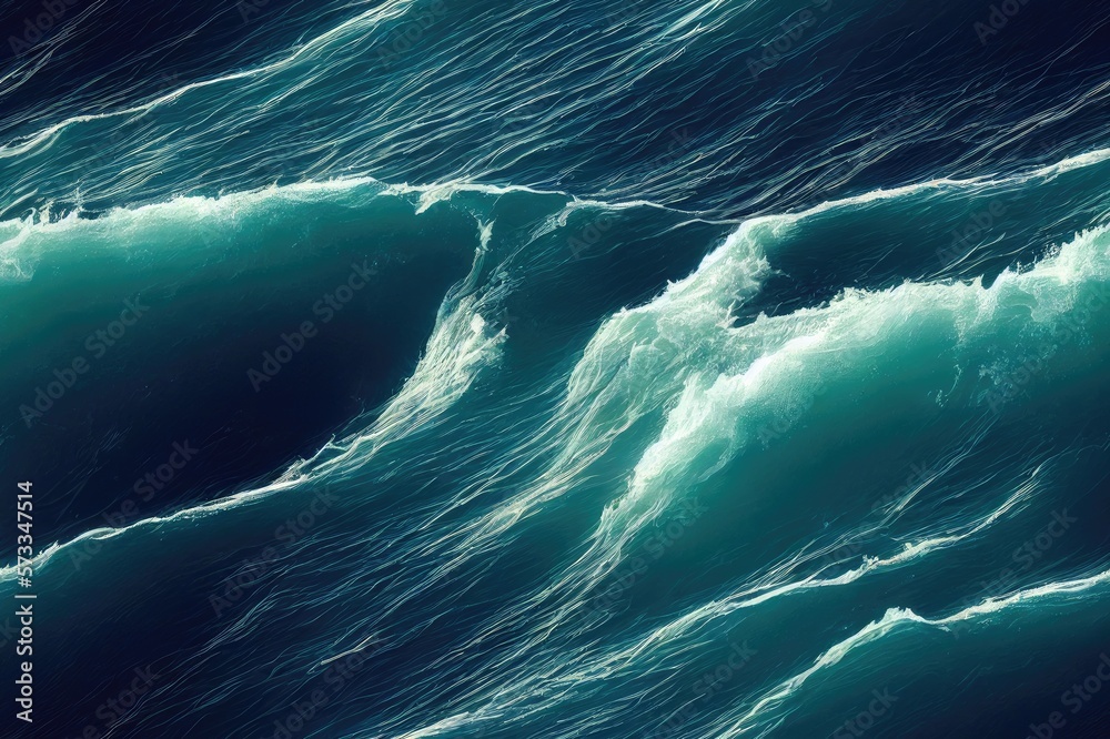 Blue Aqua Azure Ocean Sea Waves and Swirling Water Seamless Repeating ...