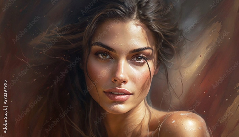beautiful woman face, painting of a woman with sexy look, AI, picture ...