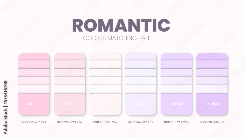 Color palette in Romantic colour theme collections. Color inspiration ...