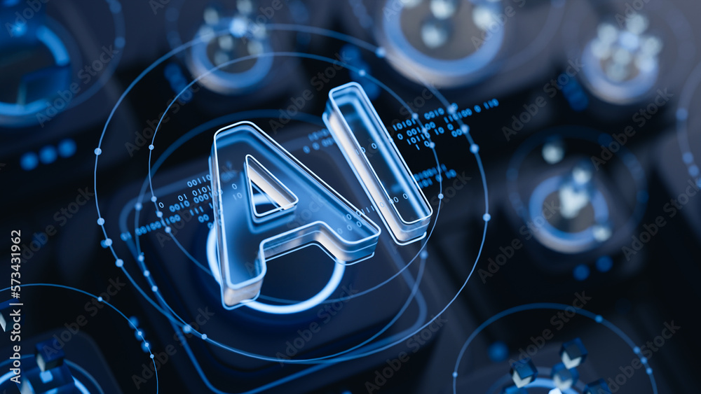 Artificial intelligence AI neural network digital brain machine deep learning processing big ...