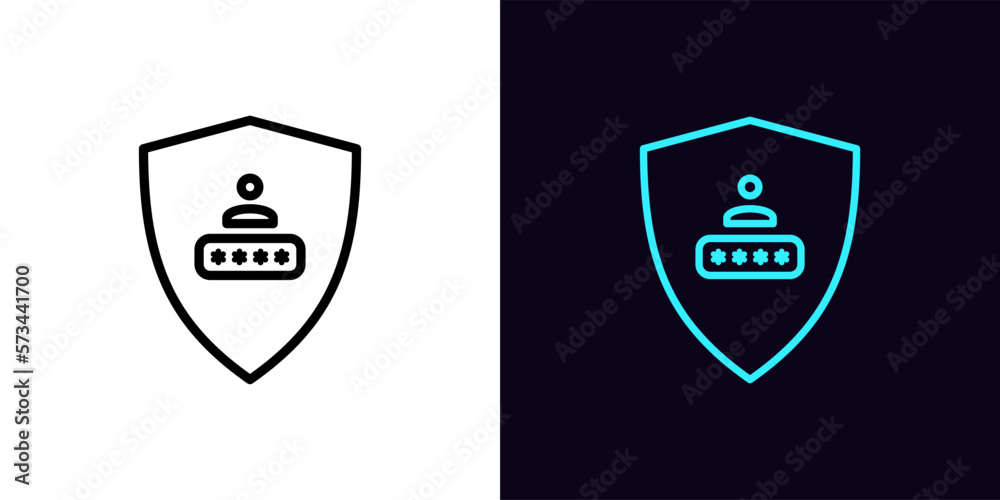 Outline Shield Security Icon With Editable Stroke Shield Frame With