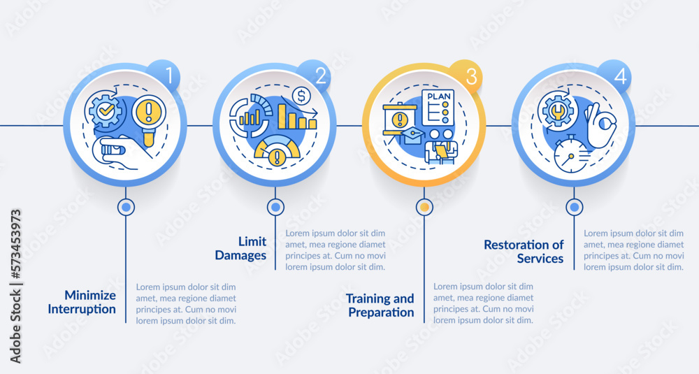 Vetor Disaster recovery plan benefits circle infographic template. Data ...