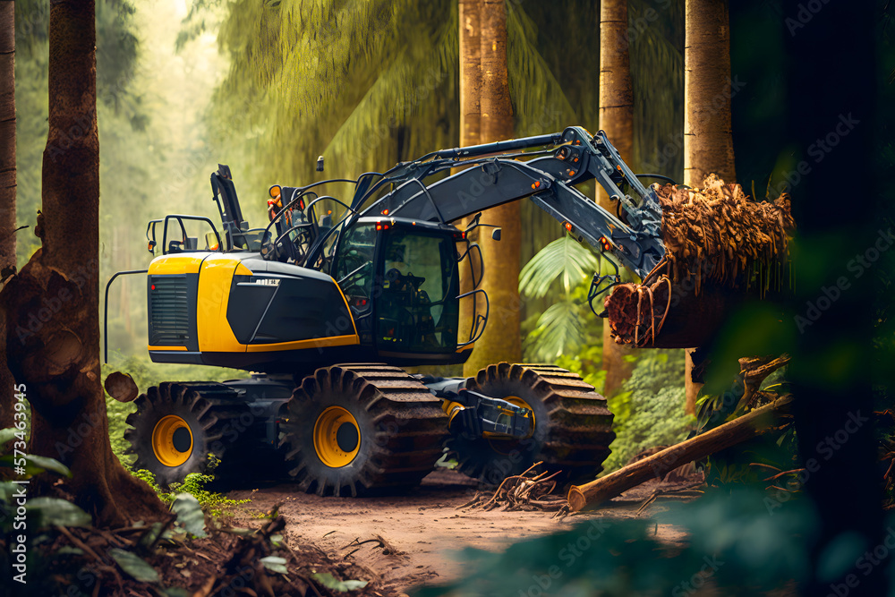Loading equipment for logging. Log loader for timber, logs. Harvester ...