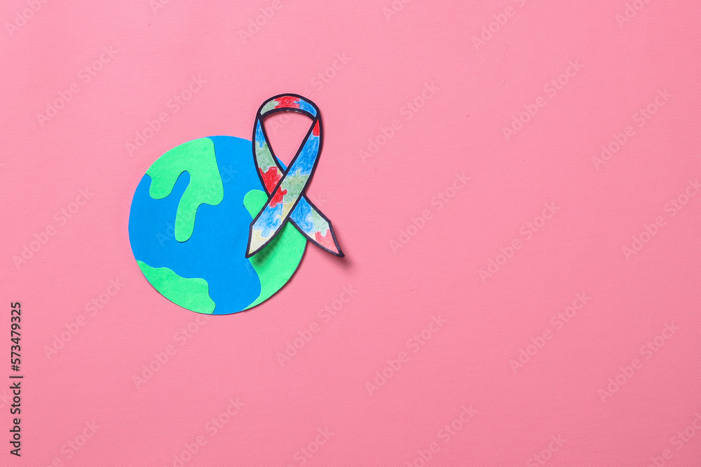 World Autism Awareness Day. World globe with autism awareness ribbon ...