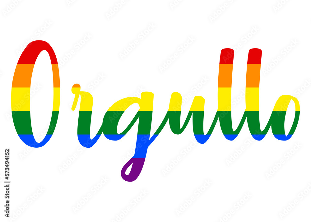 Logo lgbt. Mes del orgullo. Letras palabra Orgullo en texto manuscrito ...