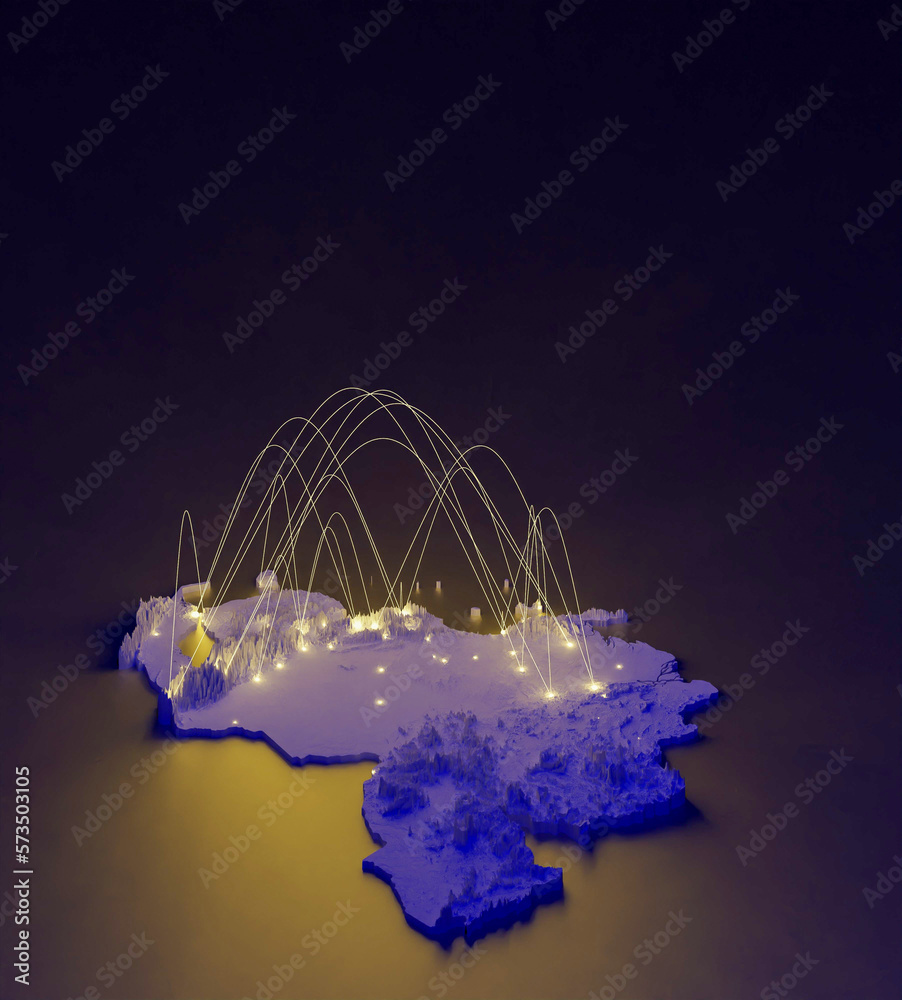 Venezuela concept map, map of Venezuela suitable for technology, export ...