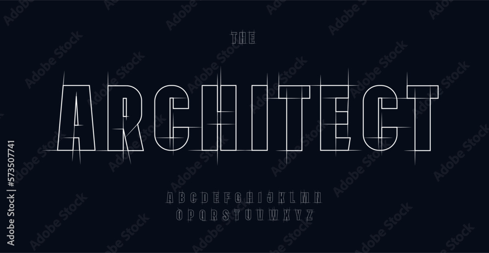 Vector de Stock Architect alphabet, blueprint geometric letters ...