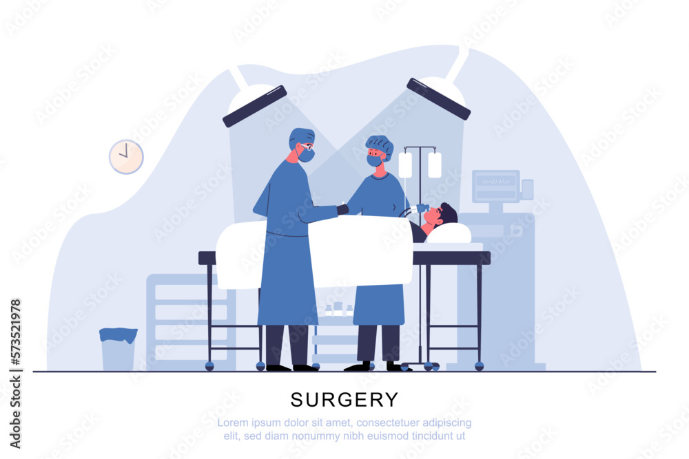 The medical concept. surgeons and nurses are operating on a patient in ...