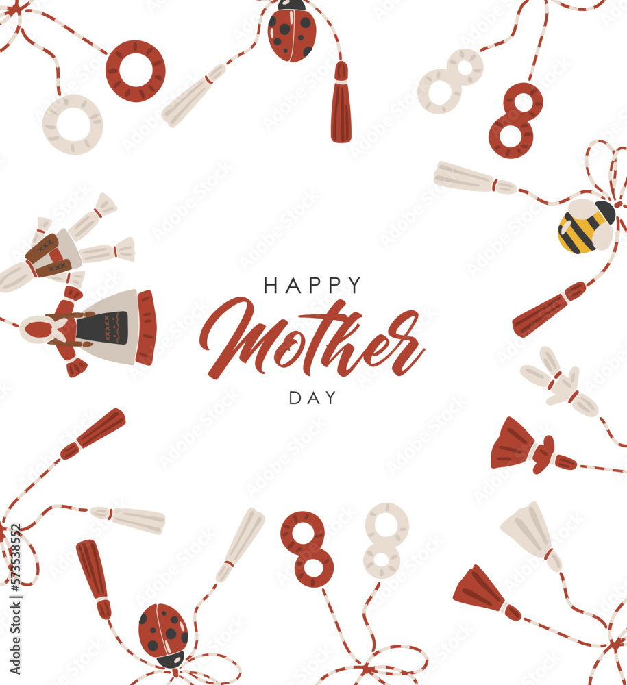 Hello spring, 1 march vector, martisor big set isolated, spring symbol ...