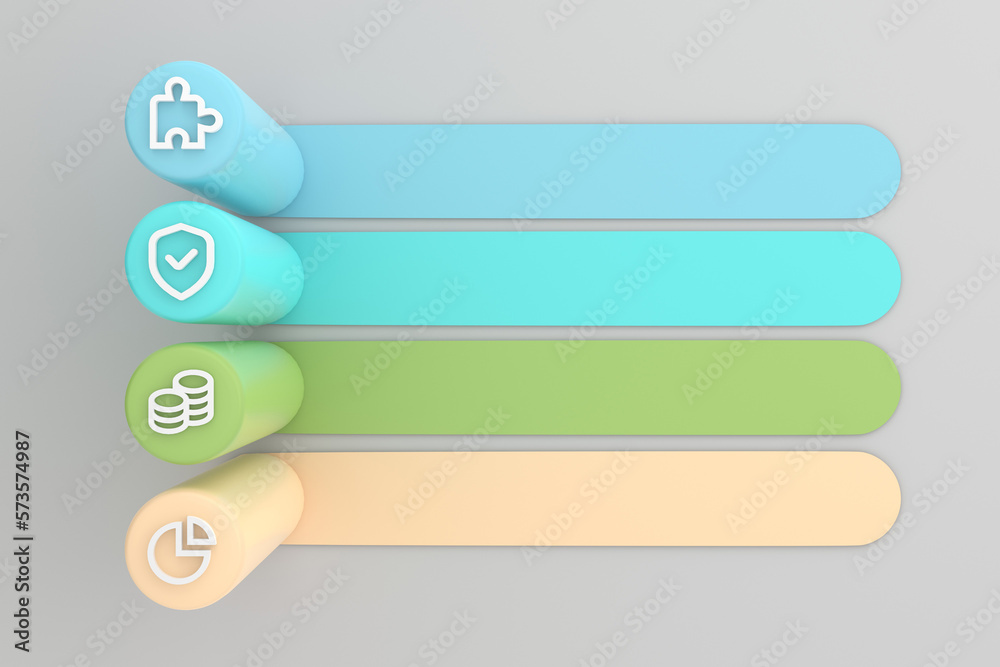 Perspective Infographic Pillars with shadows. Presentation template. 5 ...