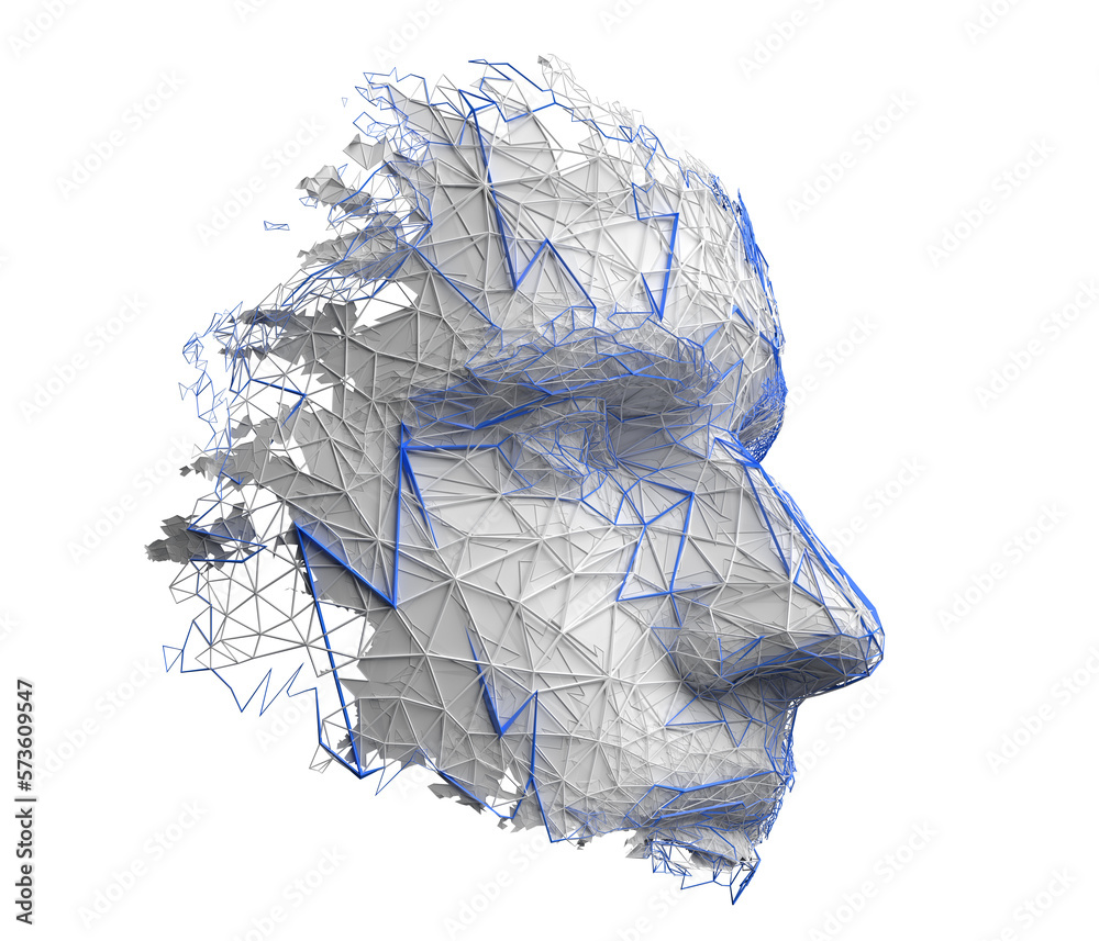 Futuristic face, 3d render Stock Illustration | Adobe Stock
